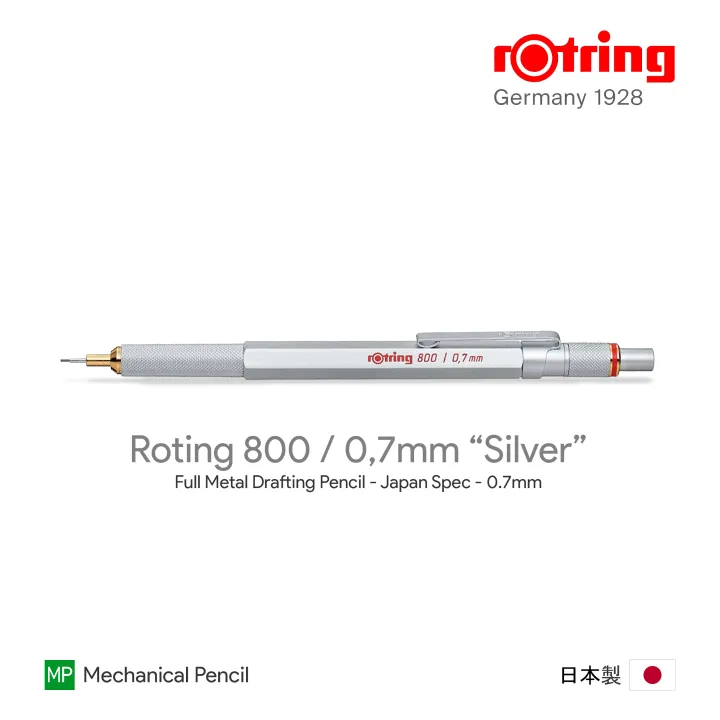 Rotring 800 "Silver" 0.7mm Drafting Pencil - ดินสอกดรอตติ้ง 800 0.7 มม. ...