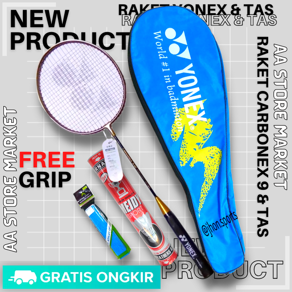 ( GLOSIR ) RAKET YONEX CARBONEX 9 PAKET KOMPLIT BULU TANGKIS ANAK ...