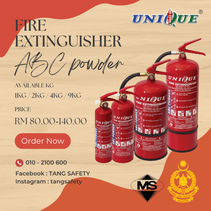 Unique Fire Extinguisher Abc Powder 1kg 2kg 4kg 9kg Sirim Approved ...