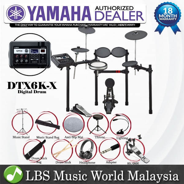Yamaha DTX6K-X 5 Piece Electronic Drum Set Digital Kit with DTX-PRO ...