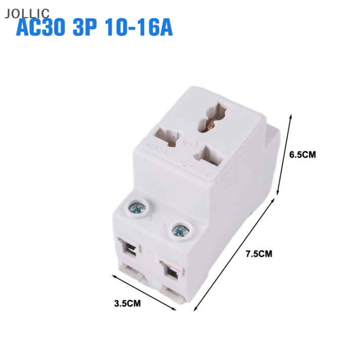 Jollic Ac30 Ổ cắm điện AC gắn thanh ray DIN 35mm loại EU và AU 10A 16A 25A 250V 440V 2/3/4/5 ...