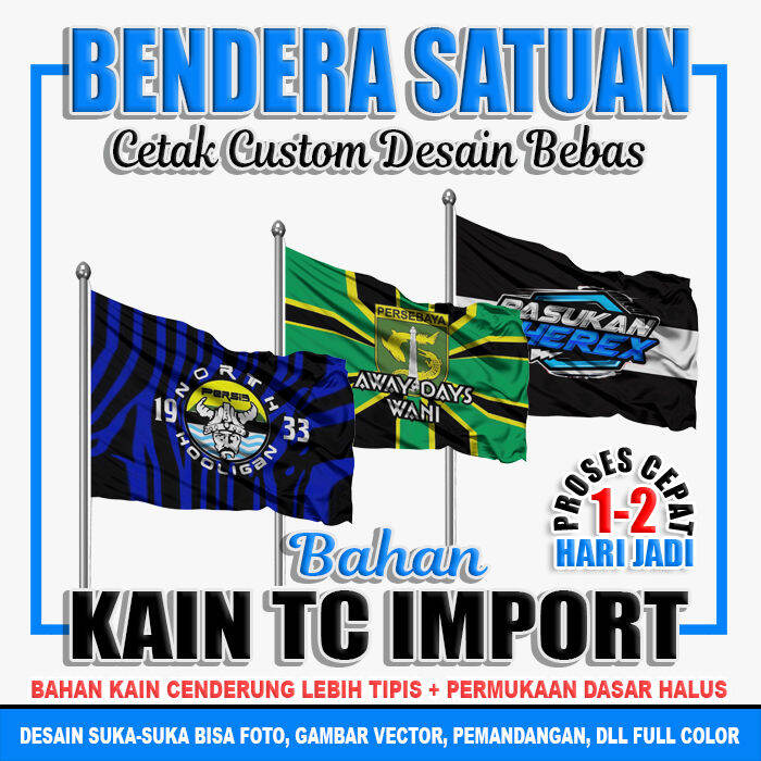 Cetak Bendera Satuan Custom Sablon Printing Kain TC Import Murah ...