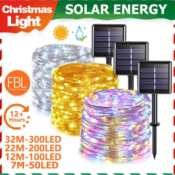Solar String Fairy lights 7M/12M/22M/32M LED Copper Wire Waterproof ...