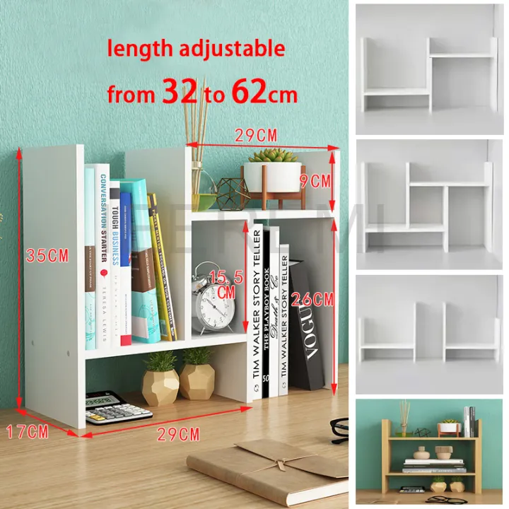 Book Shelf Desktop Adjustable Wooden Organizer Bookshelf Office Table ...