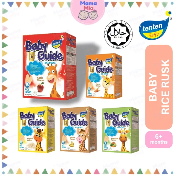 Baby Food TENTEN Baby Guide Rice Rusks 36g 6 + Months Cookies Biskut ...