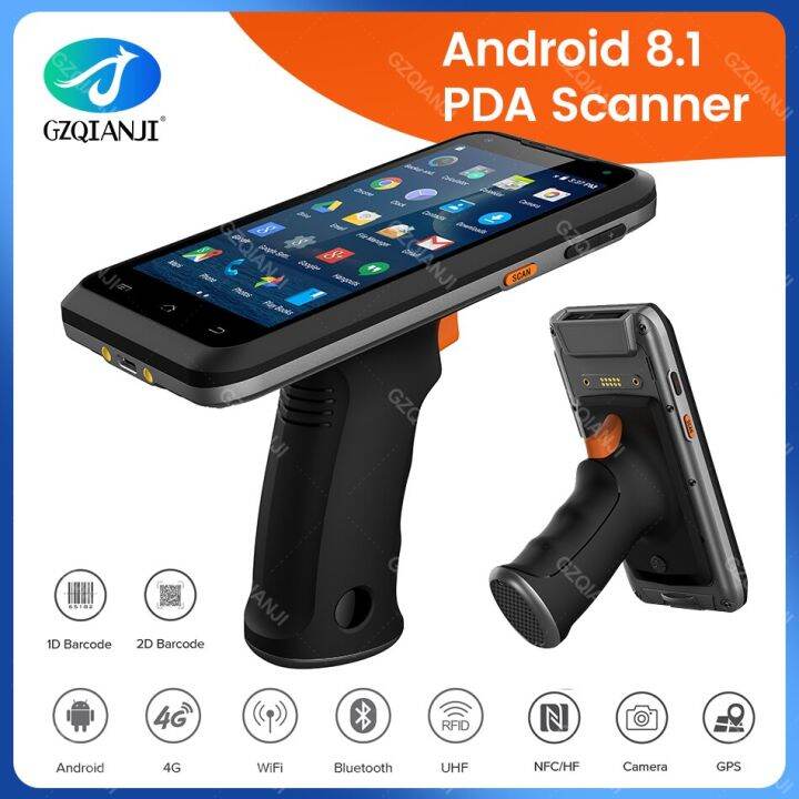 Android 8 1 Pda With Handle Grip Handle Barcode Scanner 1d Laser 2d Qr