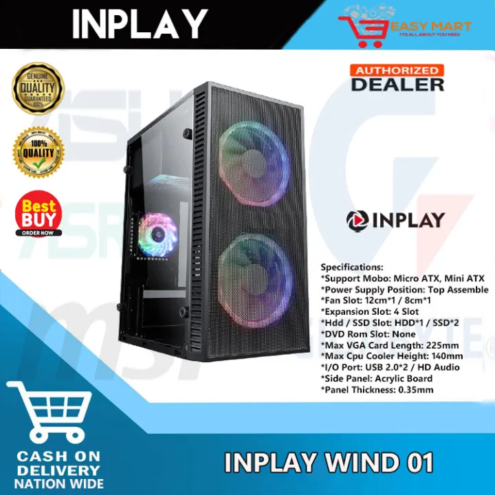 Inplay Wind 01 Micro Atx or ITX Gaming Case Acrylic side panel (PSU AND ...