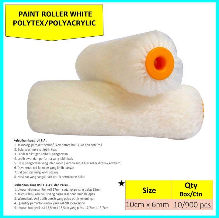 Kuas Roll 4" | Paint Roller White Polytex/Polyarcylic 4" FIA (ASLI ...