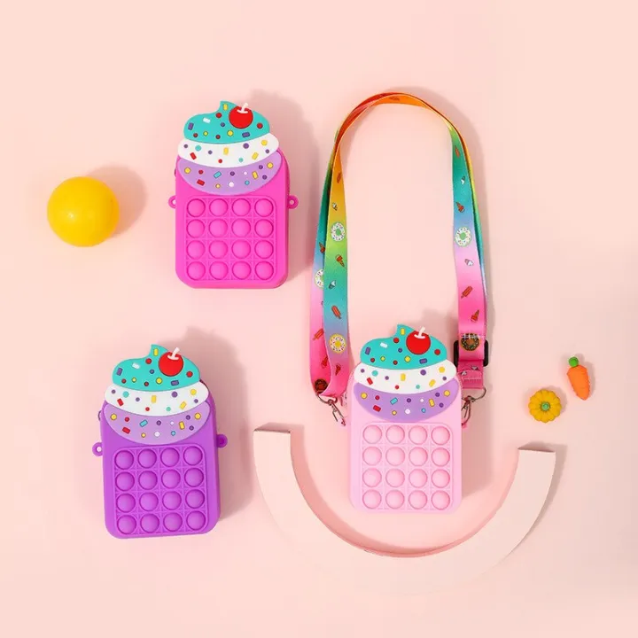 Pops Its Bag For Girl Push Bubble Ice Cream Handbag Fidget Key Pouch ...