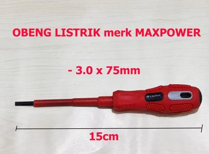 Obeng Listrik 15Cm Maxpower Min - 3X75Mm Isolator 1000V Screwdriver ...