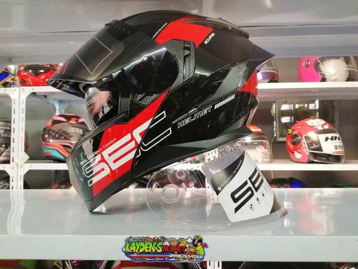 SEC REVOLT ECLIPSE BLK/RED MODULAR HELMET(FREE EXTRA LENS,FREE SPOILER ...