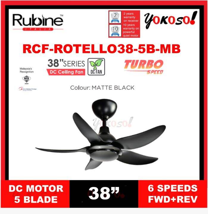 Rubine RCF-ROTELLO38-5B-MW | RCF-ROTELLO38-5B-MB Ceiling Fan 38'' / DC ...