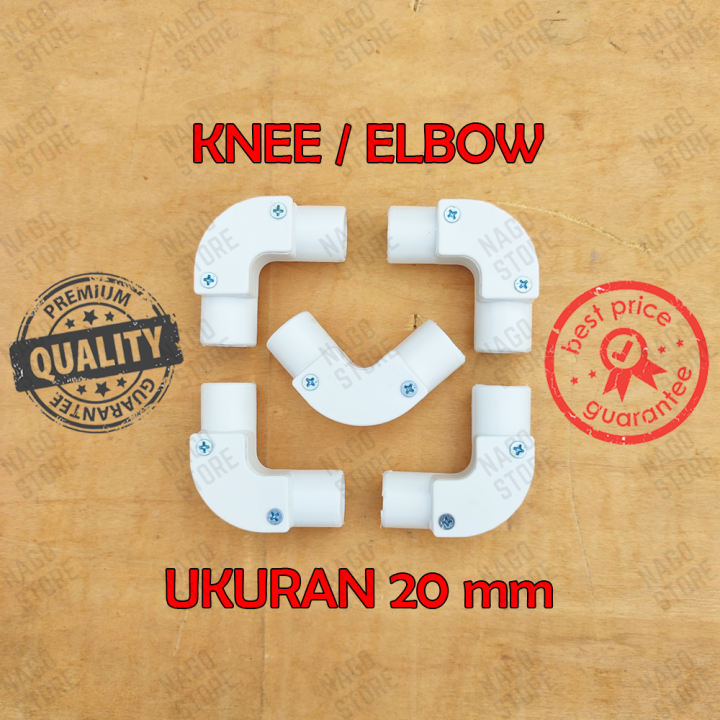 KNEE 20MM KENI ELBOW L BOW LBOW BELOKAN SIKU PIPA LISTRIK CONDUIT PUTIH ...