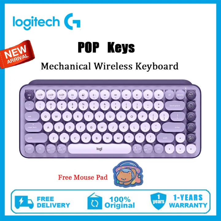 Logitech POP Keys Mechanical Wireless Keyboard with Customisable Emoji ...