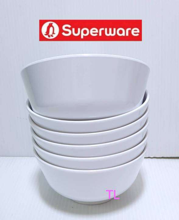ซุปเปอร์แวร์ชาม 4.5 นิ้ว 6ชิ้น สีขาวทรงกลม (ถ้วยแบ่งไม่มีกล่อง) ซุุปเปอร์แวร์เกรดA เมลามีน100% ...