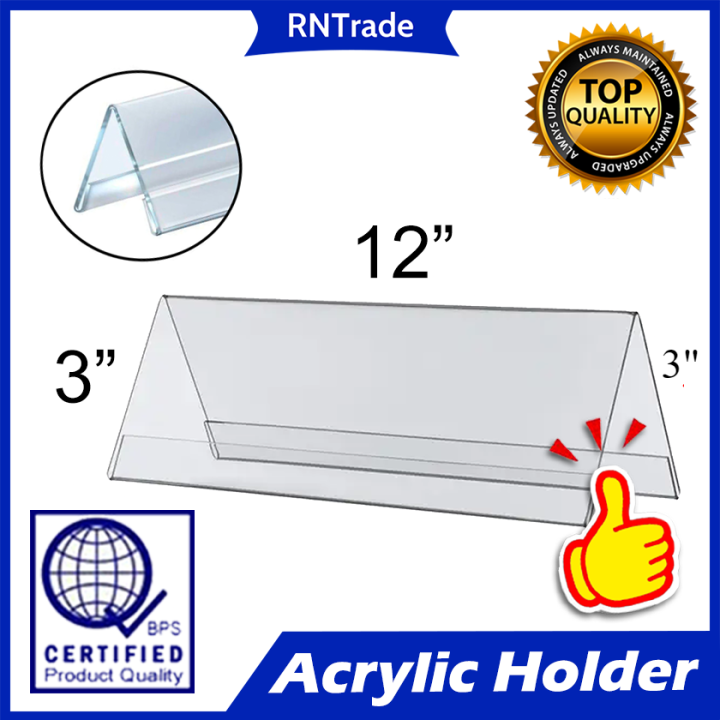 1pc - 12" x 3" Clear Transparent Acrylic Desk Stand Name Plate Holder ...