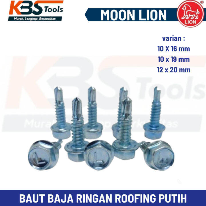 Baut Baja Ringan MOON LION - Baut Spandek Drilling Roofing Putih 100 ...
