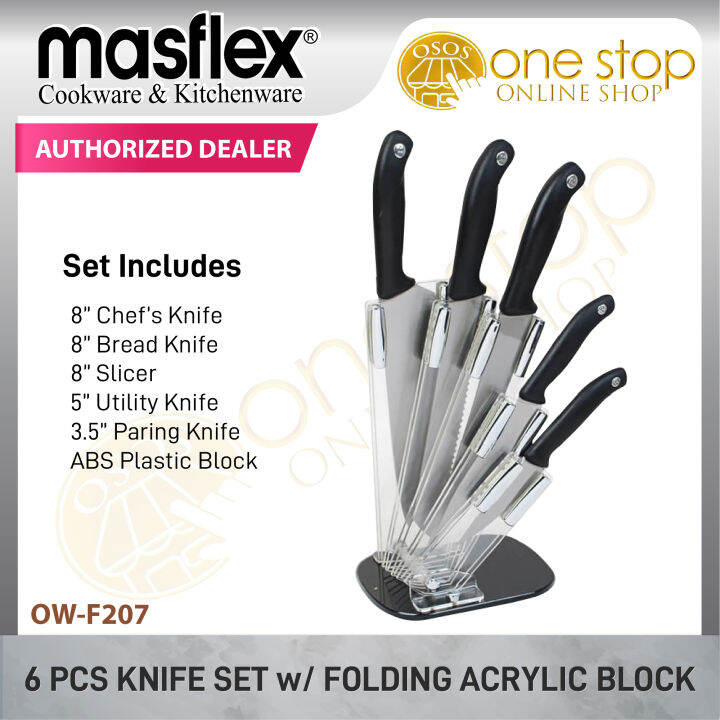 Masflex Original 6 Piece Knife Set with Folding Acrylic Block OW-F207 ...