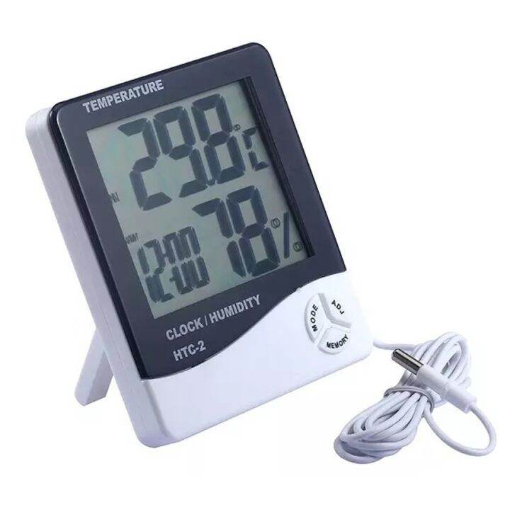 LCD Digital Clock Hygrometer Temperature Humidity Meter HTC-1 / HTC-2 ...