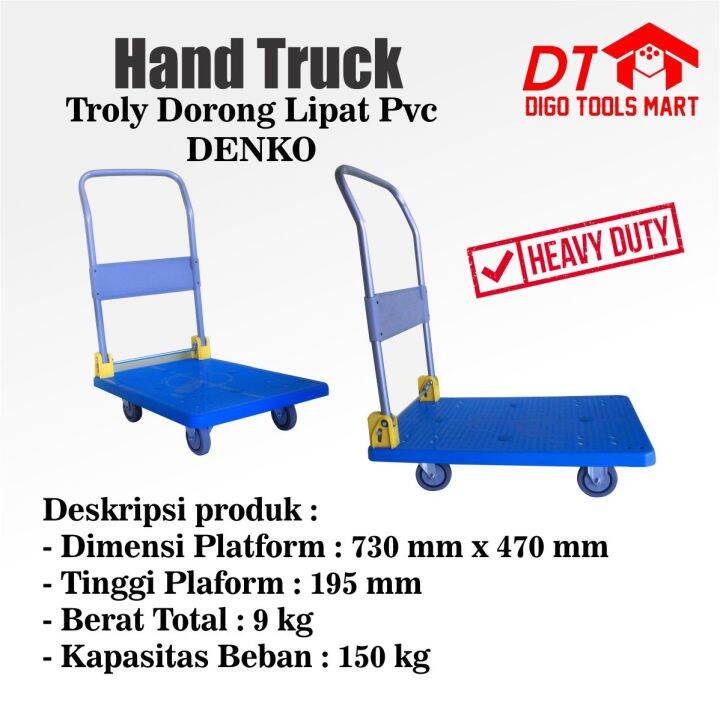 Hand trolly Lipat Plastik Platform Besi 150kg Hand Truck Troli Denko ...