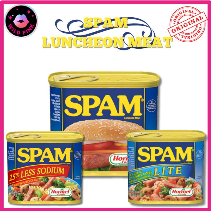 Spam Classic, 25% Less Sodium and Lite Luncheon Meat 340g Luncheon Meat Classic Lite Less Sodium ...