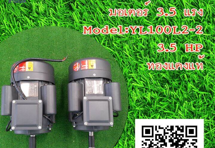 มอเตอร์ 3.5 แรงม้า รุ่น YL100L2-2 RPM 2800r/min เพลาแกน 24 MM ทองแดงแท้ (เครื่องสีข้าว เครื่อง ...