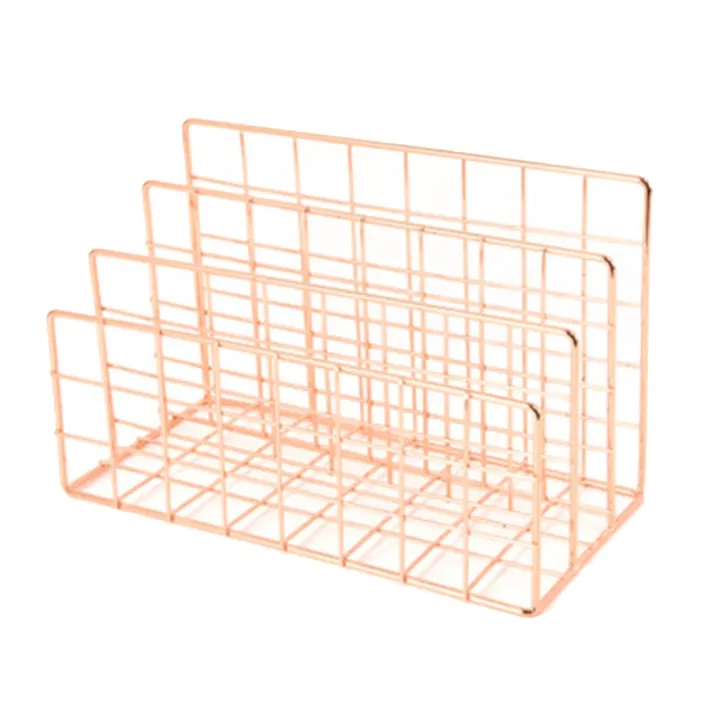 Wrought Iron Grid Desktop Letter File Holder Office Desk Organizer File ...