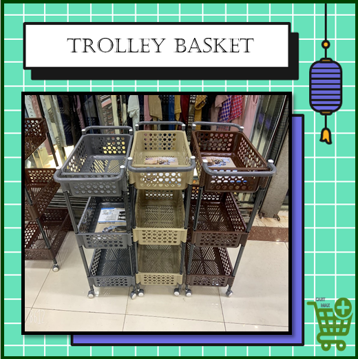 CARTMAX Multi-purpose Trolley basket with wheels, Wagon Trolley Storage ...