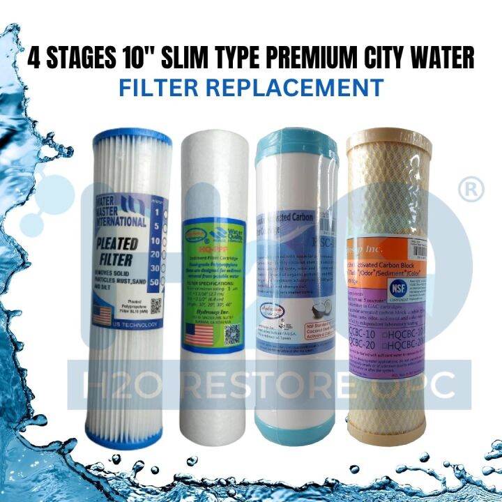 Water Filter 4 Stages 10" Slim Type Premium City Water Filter ...