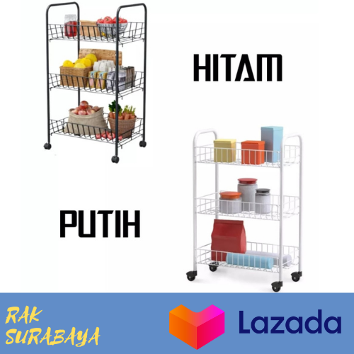 Rak Roda 3 Susun Rak Serbaguna Dengan Roda Rak Stainless Rak Roda ...