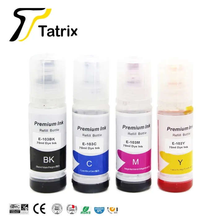 Premium Compatible 103 Refill Dye Ink For Epson EcoTank L1110 L3100 ...