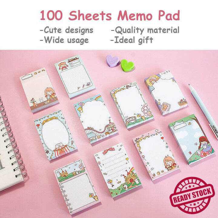 100 pcs Cute Sticky Memo Pad Notepad Sticky Note To Do List Sticker ...