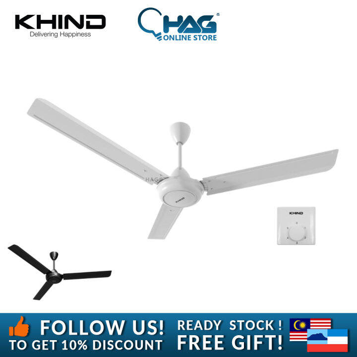 HAG® KHIND CF-618 Ceiling Fan - Black/White (Full Copper Motor, Safety Cable) | Lazada