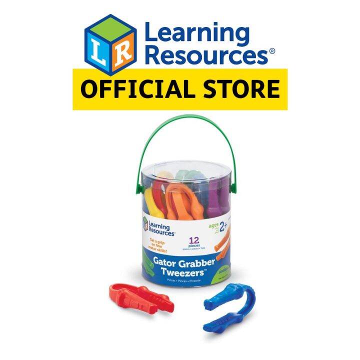 LEARNING RESOURCES Gator Grabber Tweezers (Set of 12)- Age 2-6, Primary ...