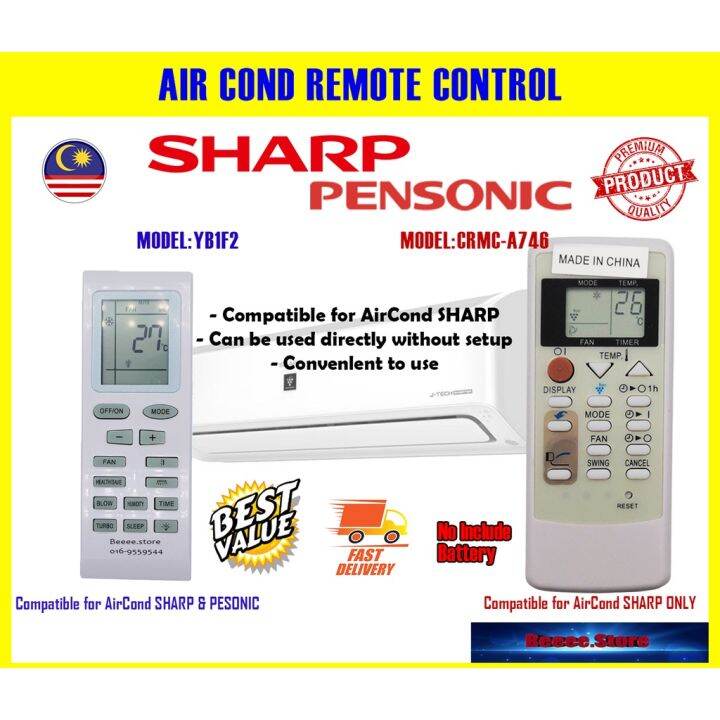 👍 SHARP & PENSONIC AIR CONDITIONER REMOTE CONTROL YB1F2 KT-HI 👍SHARP ...