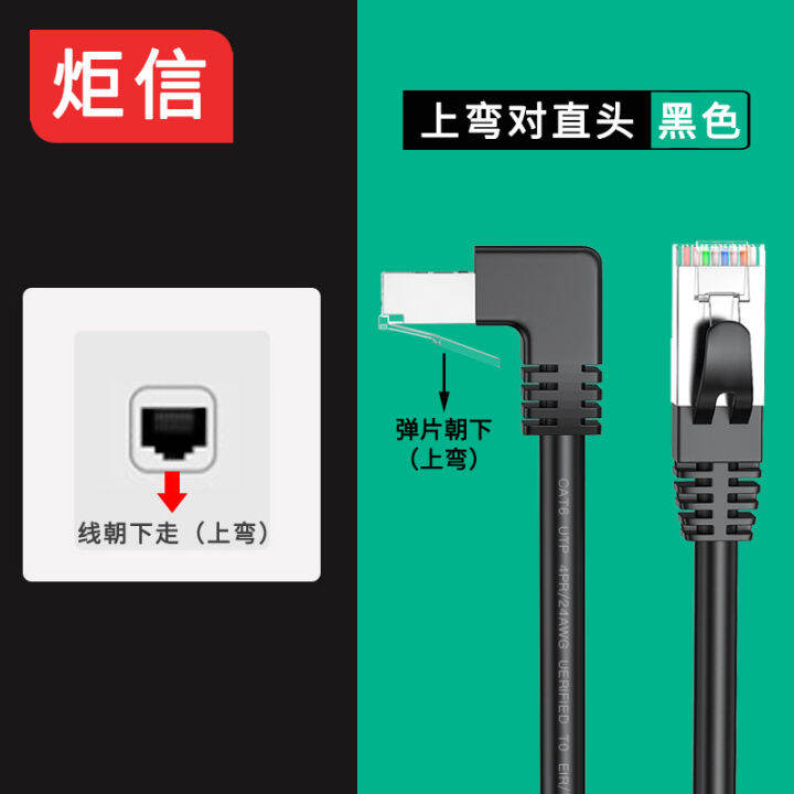 10 Gigabit CAT7 cable elbow 90 degree crystal head 6 Gigabit cable ...