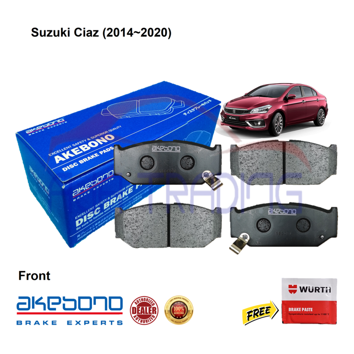 Genuine Akebono Front Brake Pads for Suzuki Ciaz (2014-2020) with Wurth Brake Paste | Lazada PH