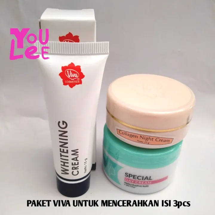 Paket whitening viva 3in1 ( Special day cream, whitening cream, colagen ...