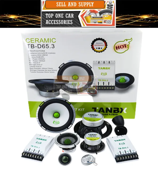 TB-D65.3 TANBX GERMANY DESIGN 6.5" 3-Way Car Component Speaker Full Range Car Audio Midrange ...