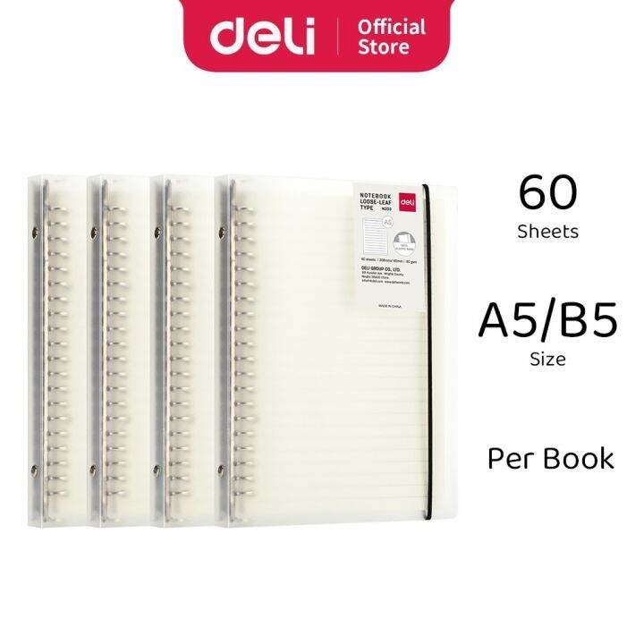 Deli Notebook EN203 Loose Leaf Notebook Size A5/B5 60 Sheets ...