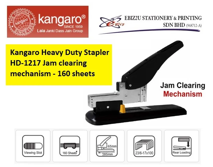 Kangaro Heavy Duty Stapler HD-1217 Jam clearing mechanism - 160 sheets ...