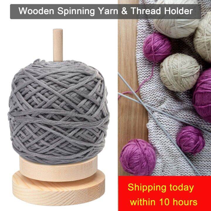 Yarn Holder Wooden Spinning Knitting Tools Beginner Crochet Accessories ...