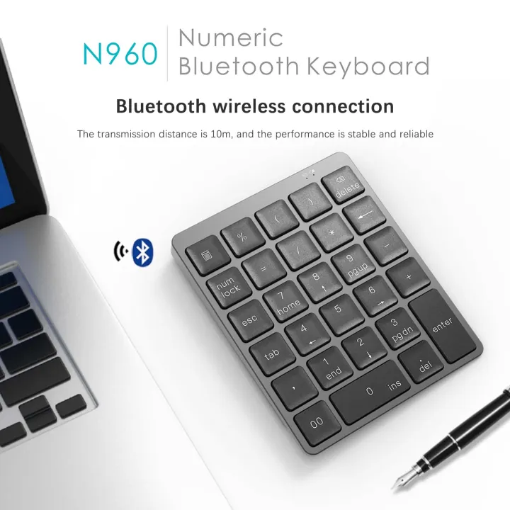 Bluetooth Wireless Keyboard Numeric Keypad Rechargeable 28key Number