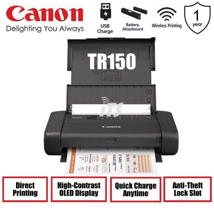 Canon PIXMA TR150 Wireless Mobile Printer with Removable Battery and USB Charging | Lazada
