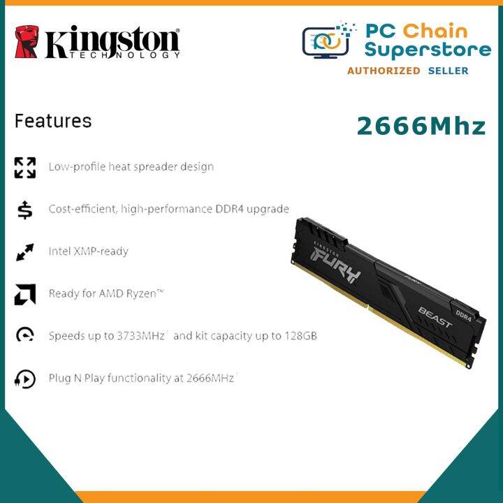 Kingston Fury Beast 8GB DDR4 2666Mhz CL16 DDR4 DIMM Memory Gaming RAM ( KF426C16BB/8 ) | Lazada PH