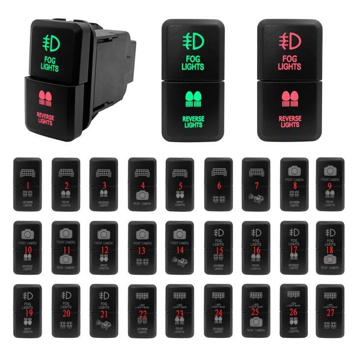 12V Car Dual Push Button Switches LED LIGHT BAR FRONT REAR CAMERA For ...
