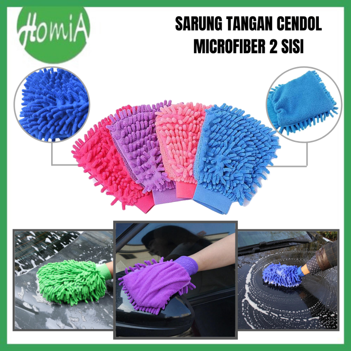 Sarung Tangan Cendol Microfiber 2 Sisi / Lap Cuci Mobil Motor / Kain ...