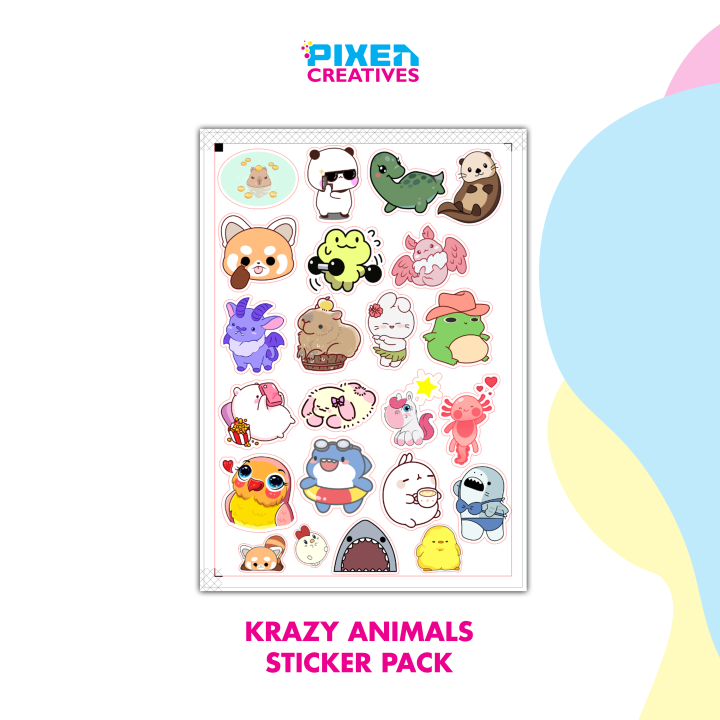Cute Krazy Animals Sticker Pack Vinyl Laminated | Lazada PH