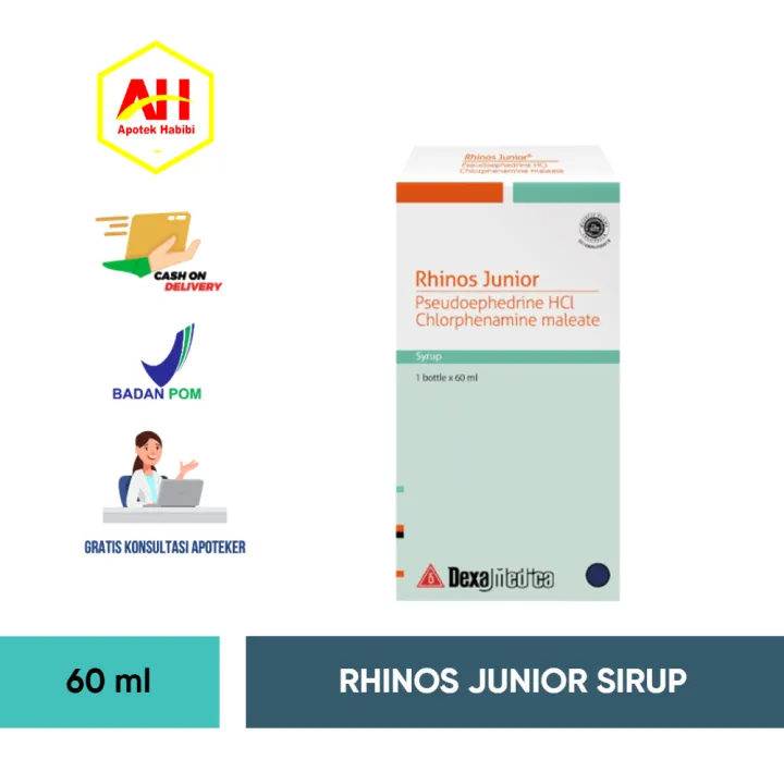 RHINOS RINOS JUNIOR SIRUP 60ML OBAT PILEK HIDUNG TERSUMBAT | Lazada ...