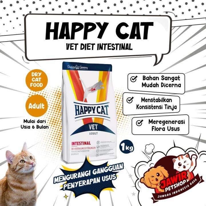 Happy Cat VET INTESTINAL 1kg hc gastro makanan kucing mencret diare dry ...